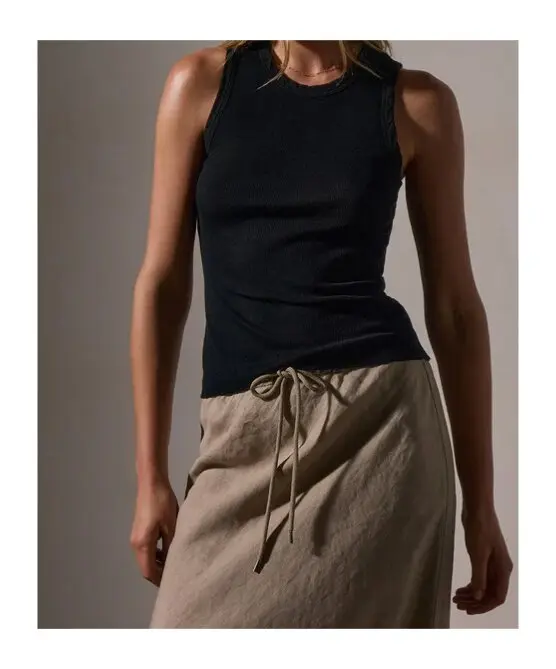 JAMES PERSE Cotton Cashmere Rib Tank Top - Black