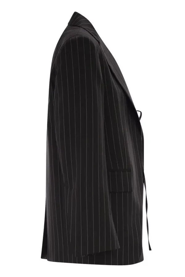 Sportmax Pinstripe Suit Jacket With Drawstring Closure