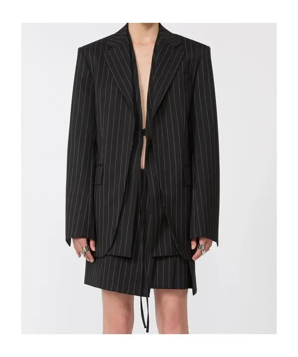 Sportmax Pinstripe Suit Jacket With Drawstring Closure
