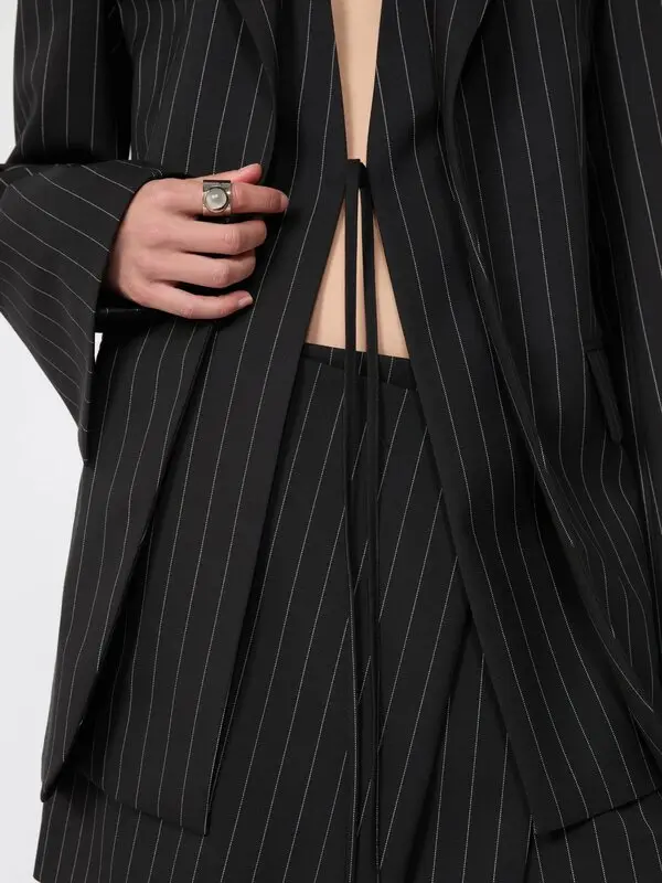 Sportmax Pinstripe Suit Jacket With Drawstring Closure