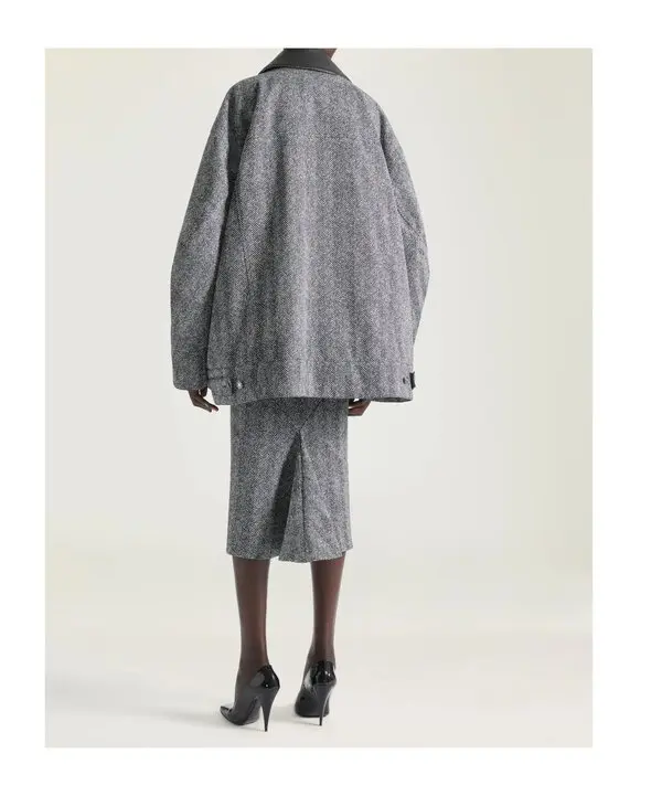 Givenchy Herringbone Motif Midi Skirt - Gray