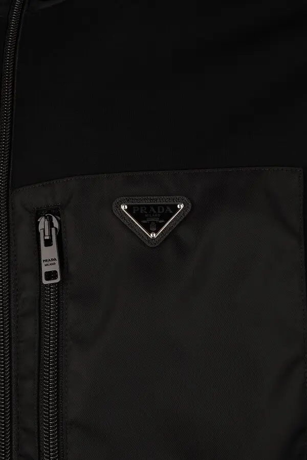 Prada Technical Cotton And Re-nylon Cardigan With Hood