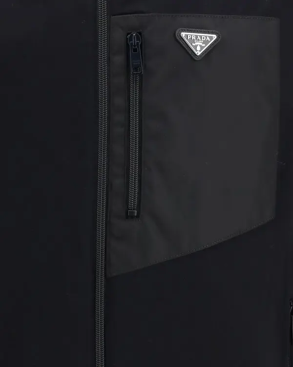 Prada Technical Cotton And Re-nylon Cardigan With Hood