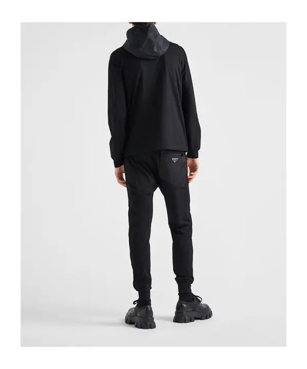 Prada Technical Cotton And Re-nylon Cardigan With Hood