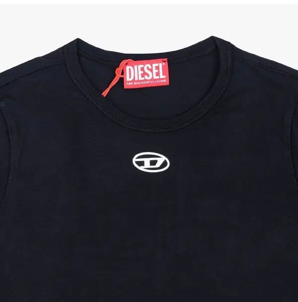 DIESEL® Long Sleeve Crewneck T-shirt With Oval D Logo - Black