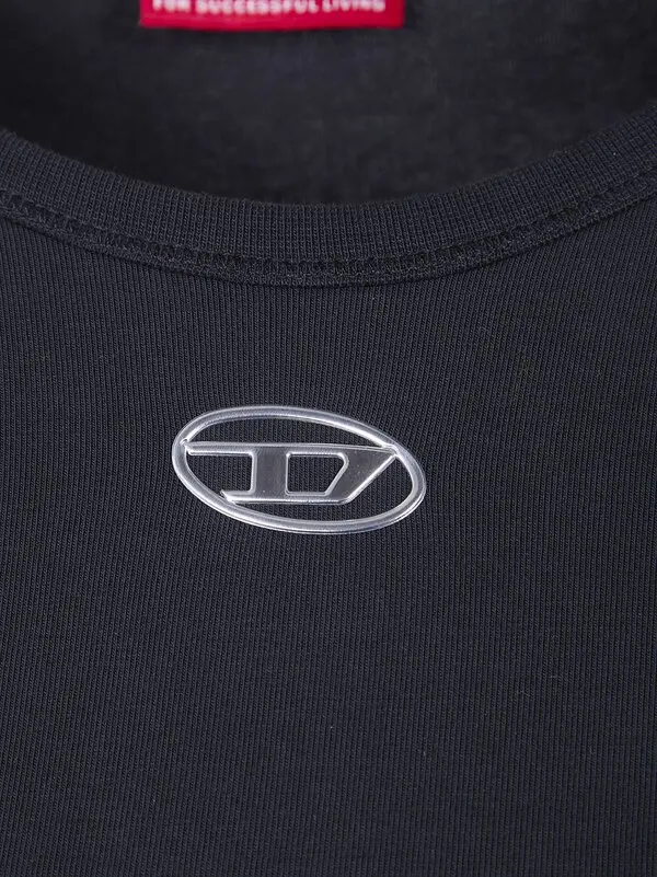 DIESEL® Long Sleeve Crewneck T-shirt With Oval D Logo - Black