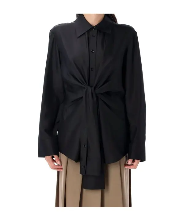 RÓHE Satin Knotted Shirt - Black