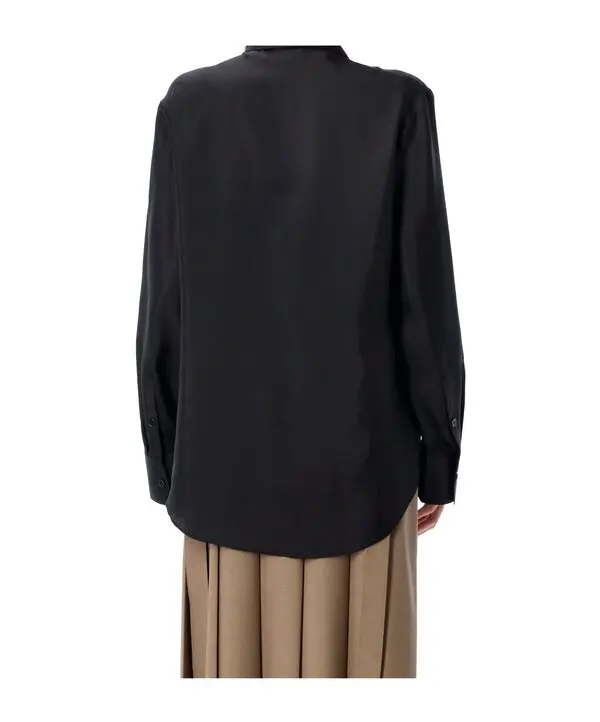 RÓHE Satin Knotted Shirt - Black