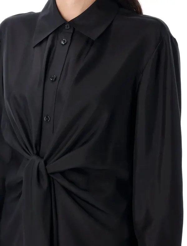 RÓHE Satin Knotted Shirt - Black
