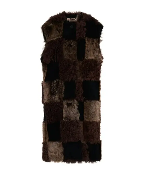 Marni Shearling Long Vest - Peat