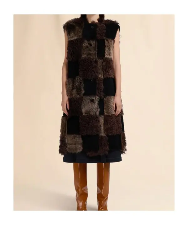 Marni Shearling Long Vest - Peat