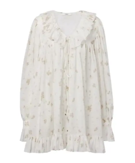Chloé Printed Ruffled Cotton Minidress - White