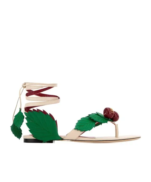 Valentino Garavani Vlogo Signature Leaf Detailed Flat Sandals