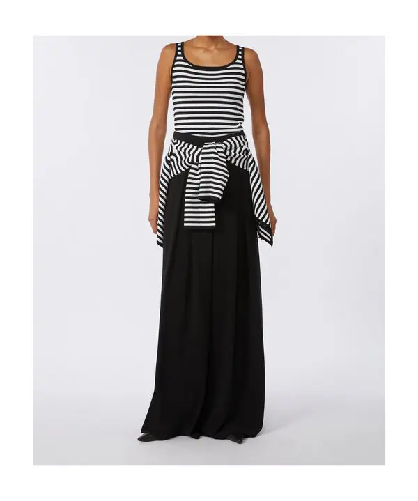 Max Mara Striped Ribbed-knit Sleeveless Tank Top - Black