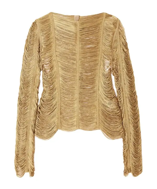 TOM FORD Fringed Open-knit Top - Gold