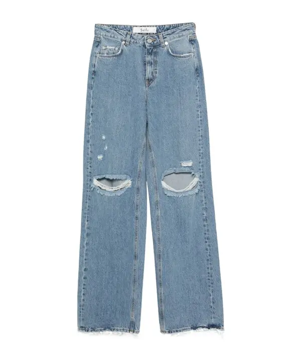 Séfr Distressed Wide-leg Jeans - Blue