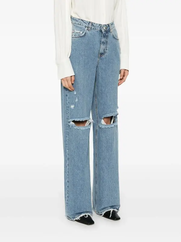 Séfr Distressed Wide-leg Jeans - Blue