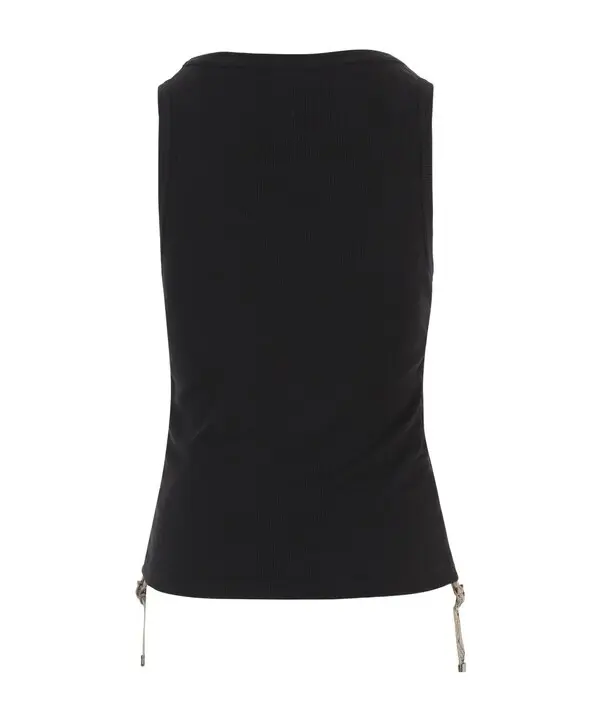 Burberry Sleeveless Ribbed Tank Top With Side Ties - Black