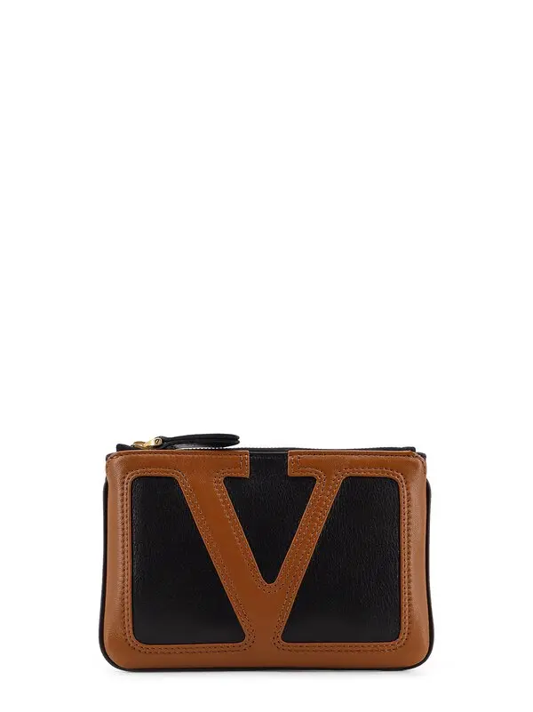 Valentino Garavani Vlogo Patch Zip-up Clutch Bag - Black