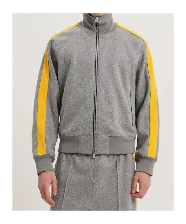 1989 STUDIO Contrast Trim Zip-up Coat - Dark Gray