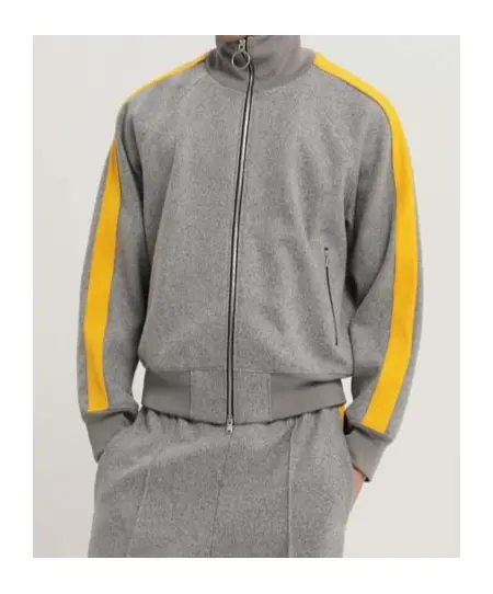 1989 STUDIO Contrast Trim Zip-up Coat - Dark Gray