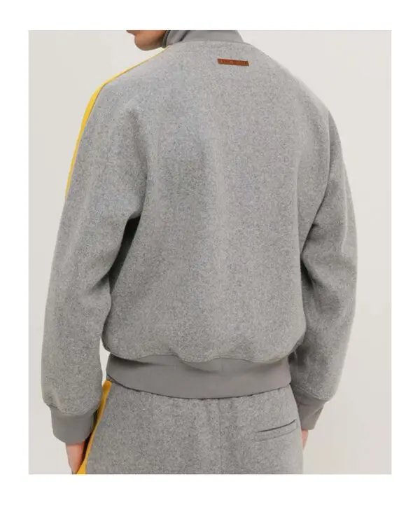 1989 STUDIO Contrast Trim Zip-up Coat - Dark Gray