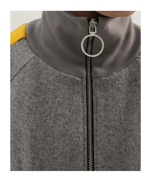1989 STUDIO Contrast Trim Zip-up Coat - Dark Gray