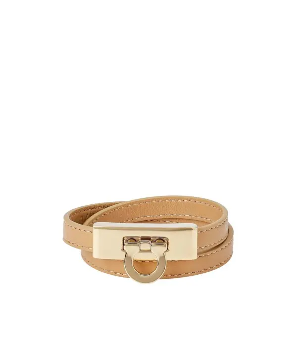 FERRAGAMO Gancini Double Wrap Bracelet - Beige