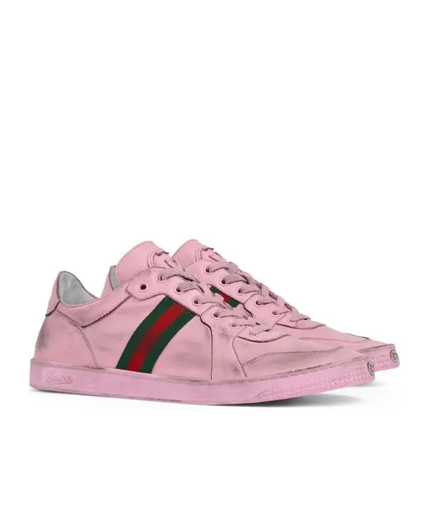 Gucci Stretch Low-top Sneakers With Interlocking G Detail - Pink