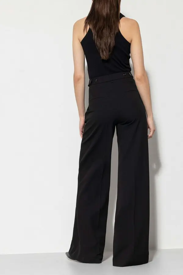 LUISA CERANO Wide-leg Pleated Pants - Black