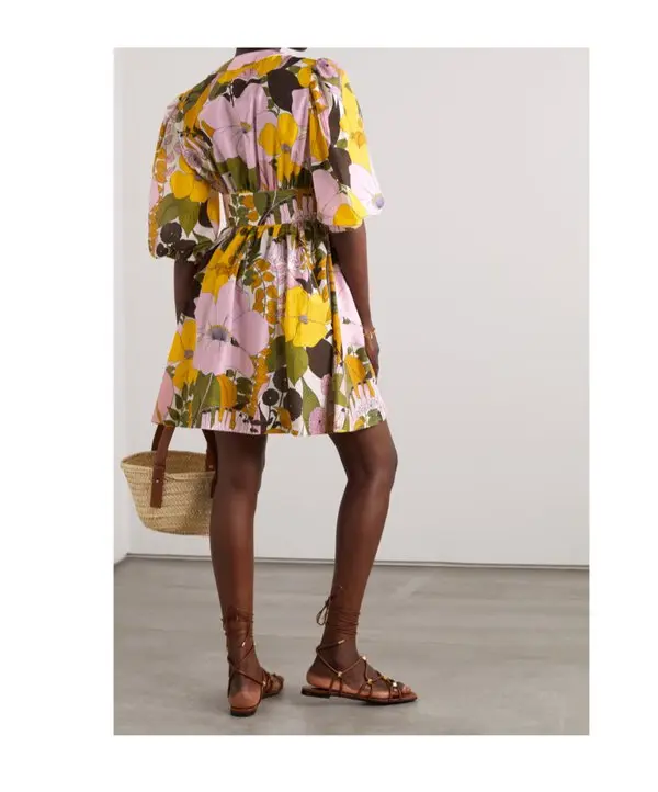 La DoubleJ Margherita Printed Cotton And Silk-blend Twill Mini Dress