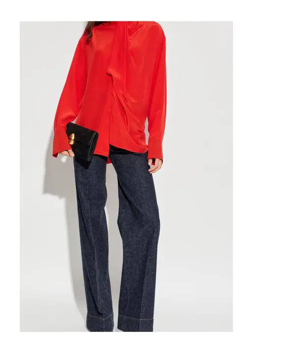 Victoria Beckham Long Sleeve Shirt With Asymmetrical Ruching