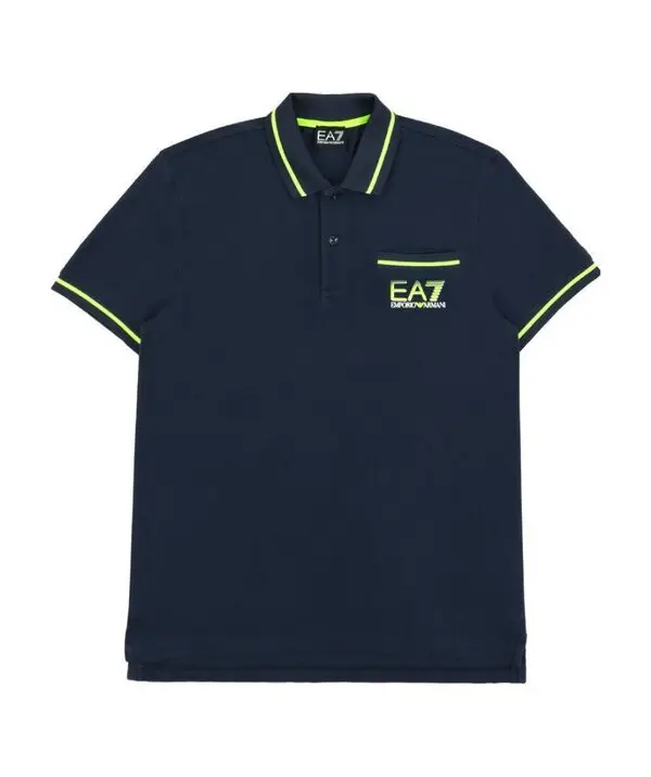 EA7 Navy Blue Logo Printed Polo Shirt