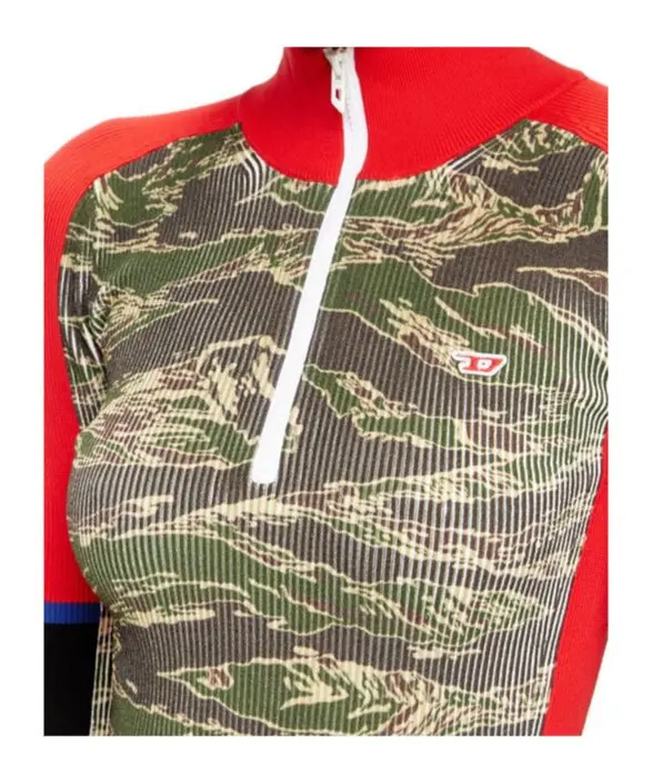 DIESEL® Camouflage Ribbed Mini Dress - Green/red