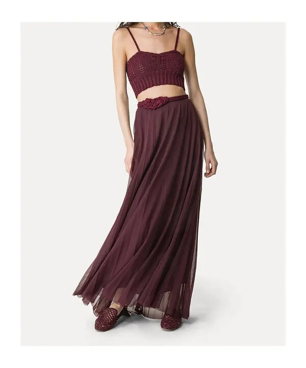 FORTE_FORTE Pleated Skirt - Ruby Red
