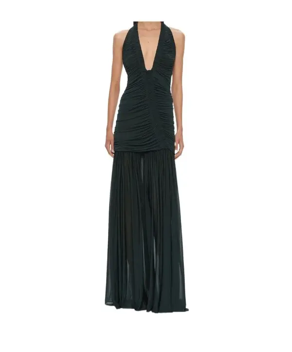 Christopher Esber Halterneck Gown With Plunge Neckline And Floor-length Skirt
