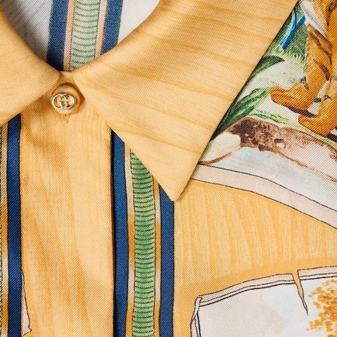 Gucci Printed Twill Long-sleeve Shirt