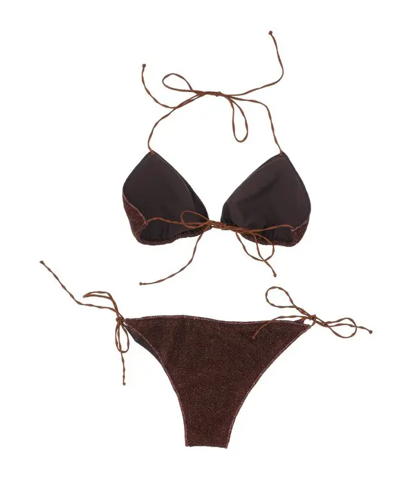 Oseree Metallic Halterneck Bikini Set - Choco