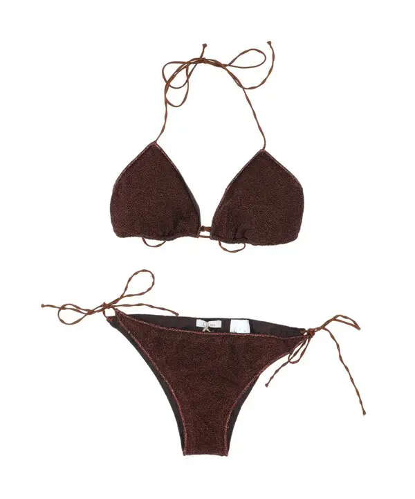 Oseree Metallic Halterneck Bikini Set - Choco