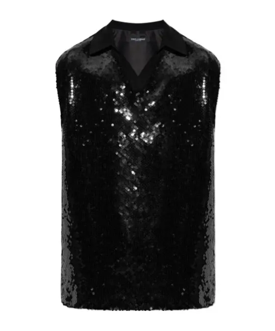 Dolce & Gabbana Dolce Gabbana Sleeveless Sequin Embellished Top - Black