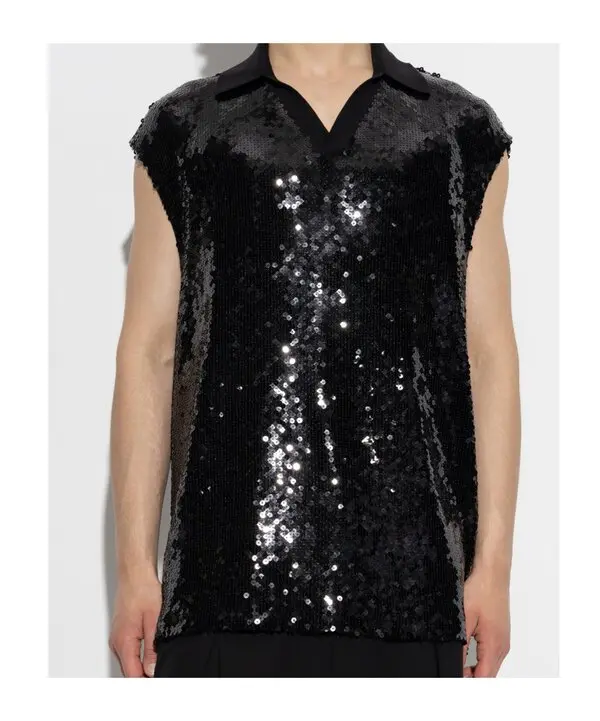 Dolce & Gabbana Sleeveless Sequin Embellished V-neck Top