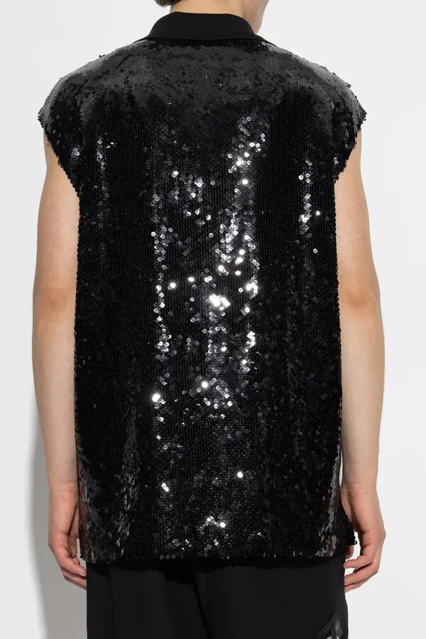 Dolce & Gabbana Sleeveless Sequin Embellished V-neck Top