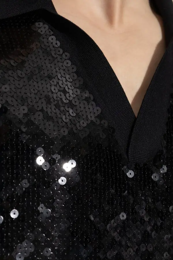 Dolce & Gabbana Sleeveless Sequin Embellished V-neck Top