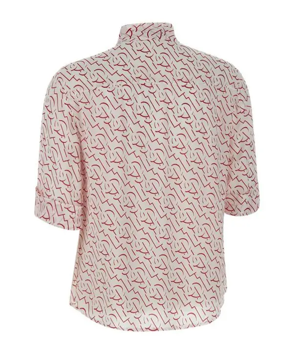 Liu Jo Geometric Print Crepe De Chine Shirt With Bow Detail