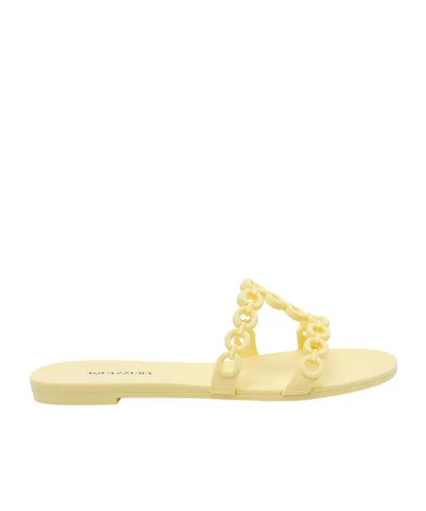 AQUAZZURA Chain Strap Flat Sandals - Nude