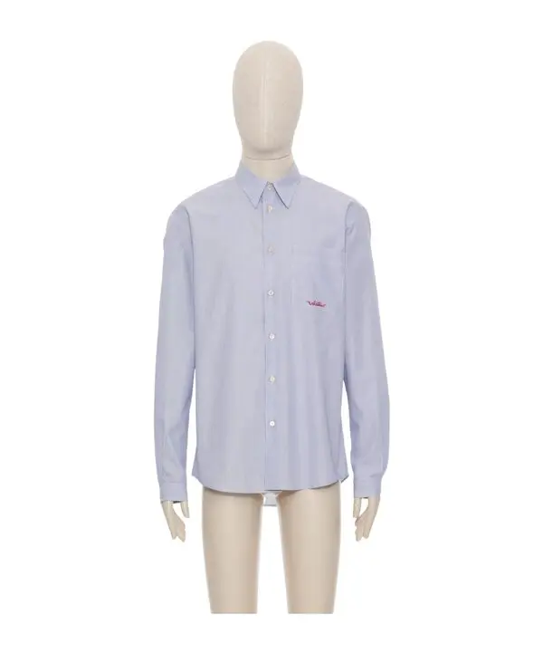 Valentino Garavani Logo Embroidered Buttoned Shirt - Gray