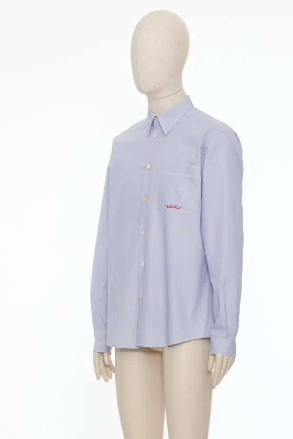 Valentino Garavani Logo Embroidered Buttoned Shirt - Gray