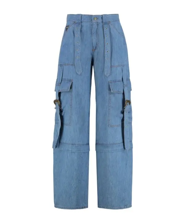 Versace Buckle Detailed Cargo Trousers - Blue