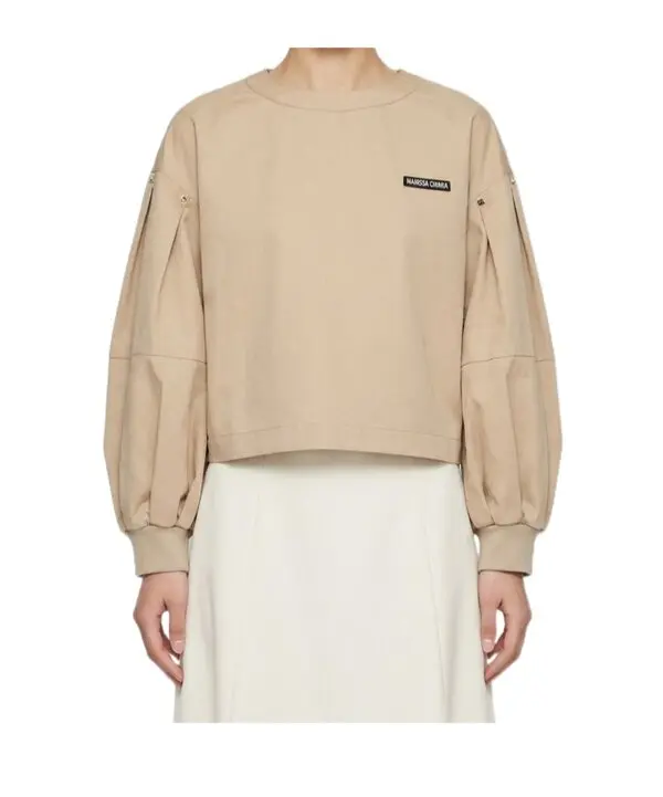Marissa Chiara Crew Neck T-shirt With Pleated Details