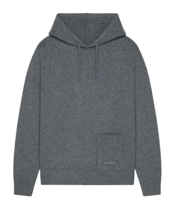 Givenchy Knitted Drawstring Hoodie - Grey